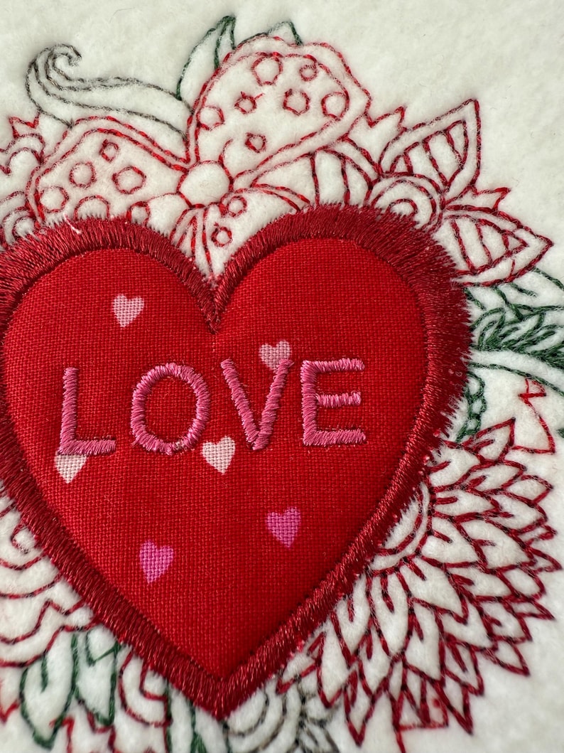 Machine Embroidered Valentine Hearts Card - Etsy
