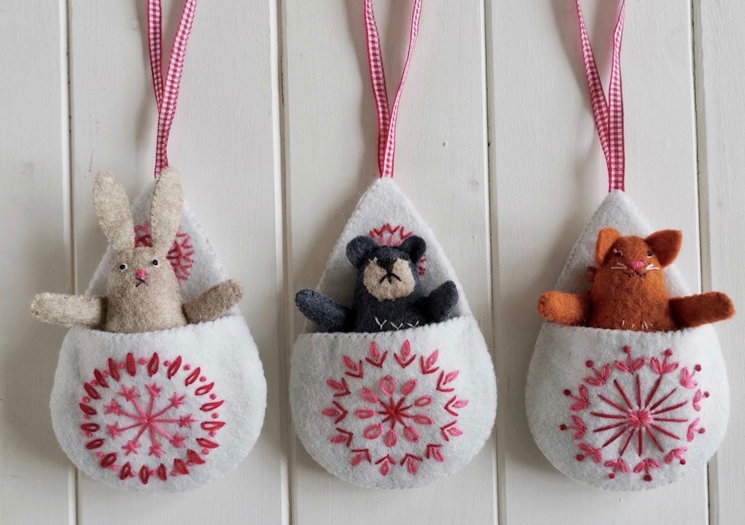 Rabbit, Bear, Cat in Pouches - Etsy