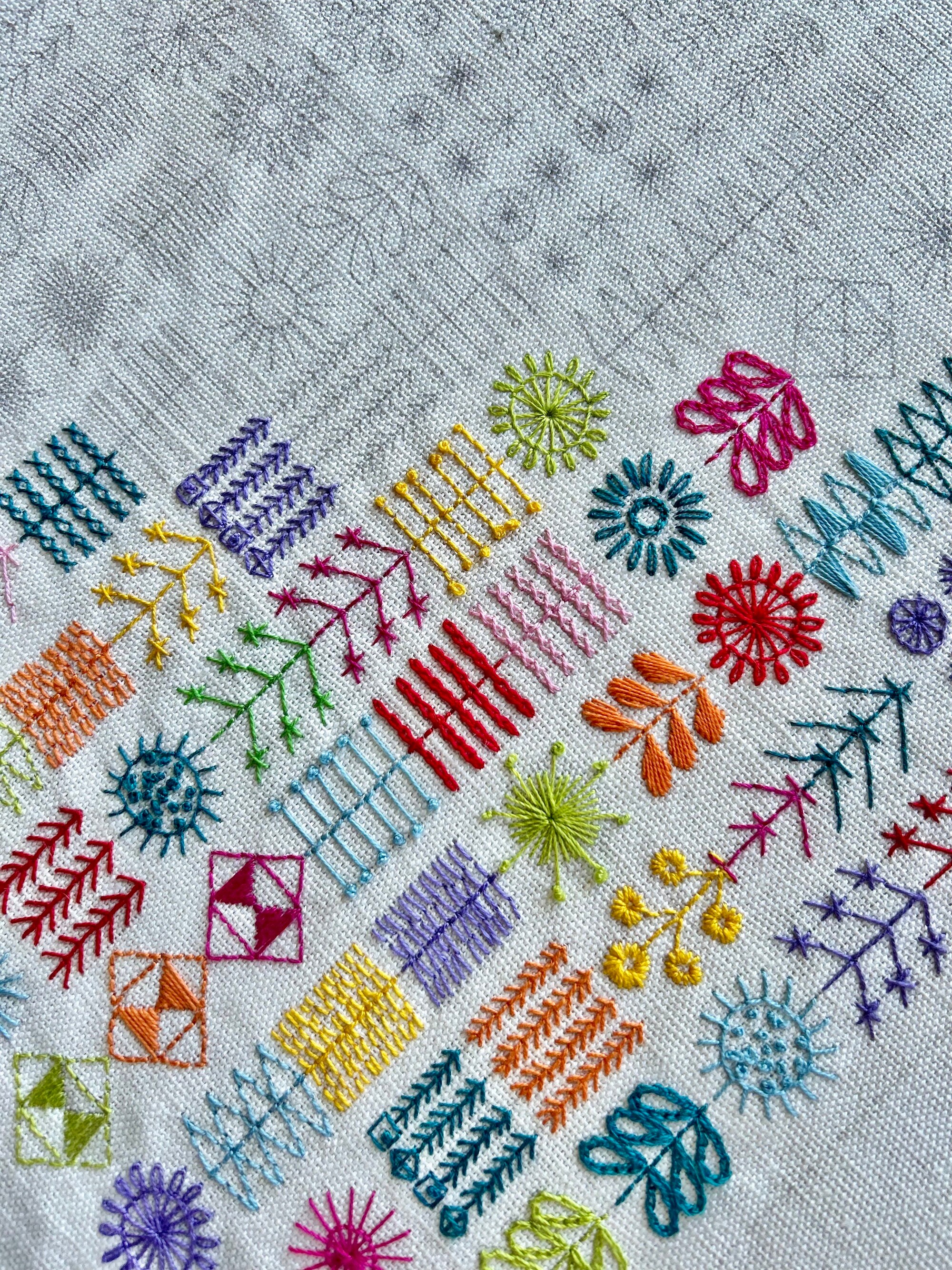 Geometric Floral Embroidery Sample/cushion Cover - Etsy