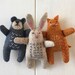 Rabbit, Bear, Cat in Pouches - Etsy