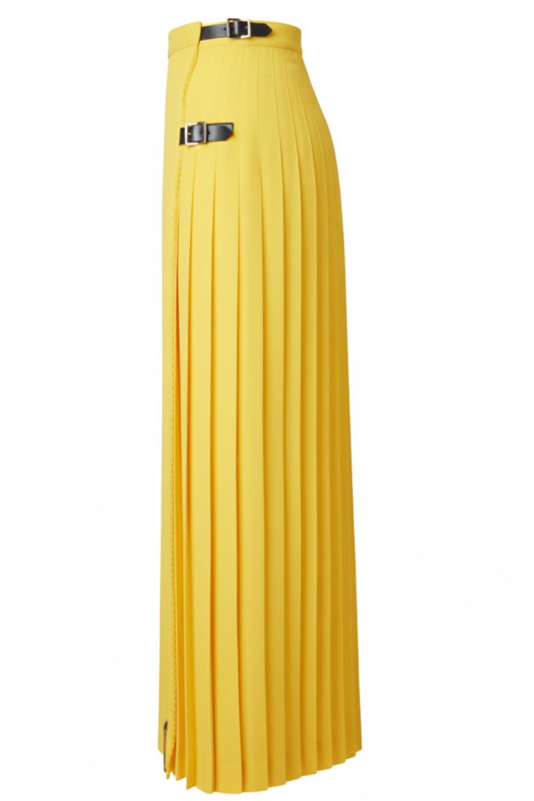Long Yellow Color Tartan Kilt Skirt, Custom Pleated Design With 50 ...