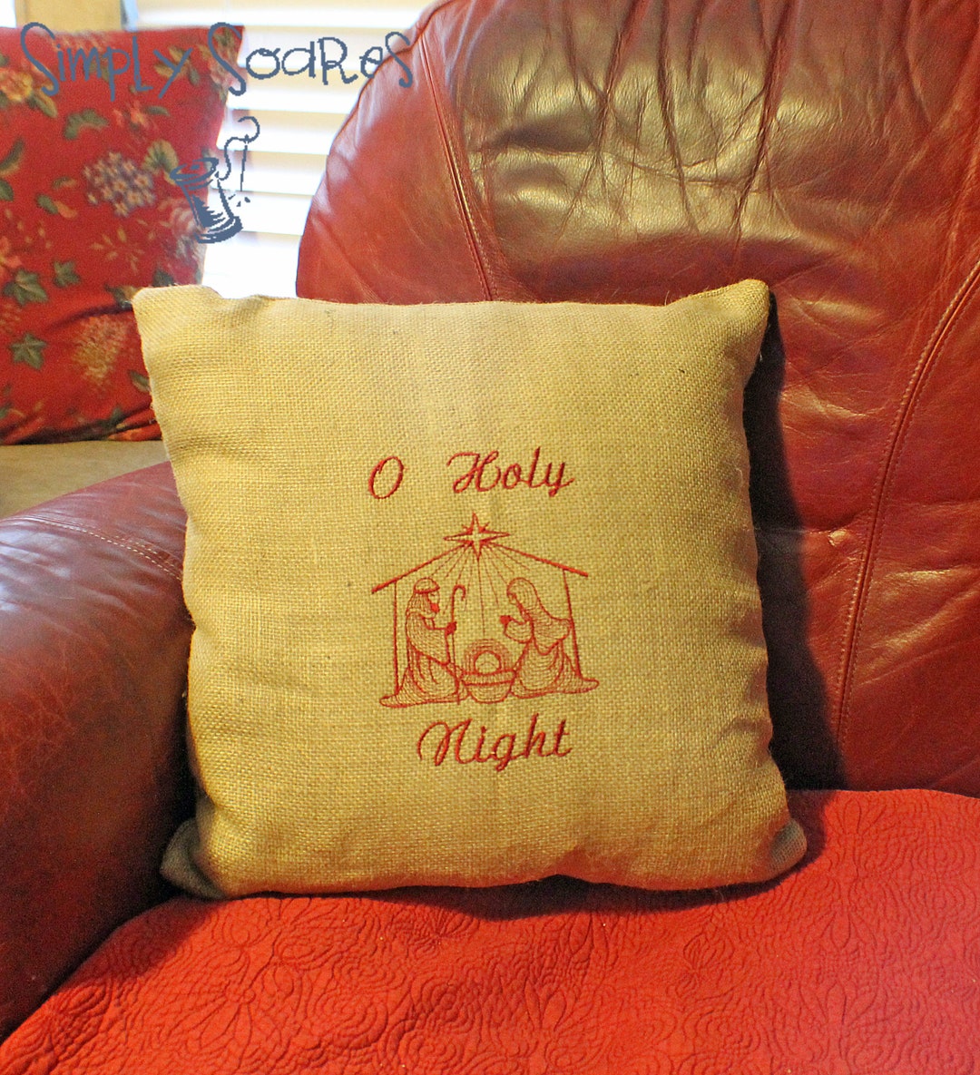 Burlap Christmas Pillow - O Holy Night - Etsy
