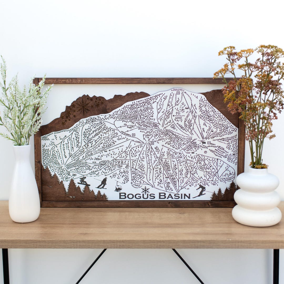 Bogus Basin Ski Resort Map Sign | Laser Engraved & Framed Wall Art - Etsy