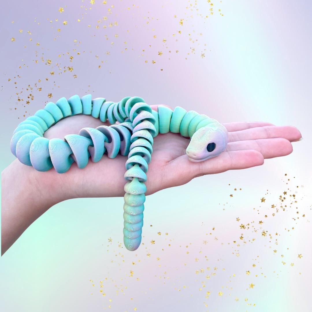 3D Flexi Kawaii Snake Figurine, Articulated Cute Snake Desk Decor ...