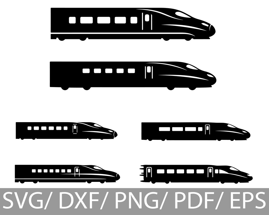 Bullet Train Silhouette SVG Bundle | High Speed Train Clipart Dxf Png ...
