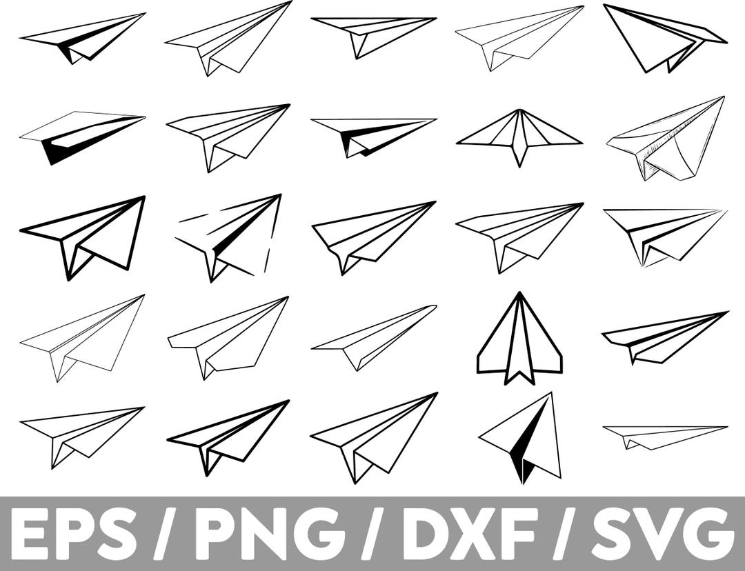 Paper Airplane Outline Silhouette | Simple Plane Icon Svg Dxf Png Eps ...