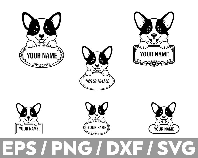 Corgi Dog Nameplate SVG Mini Bundle, Personalized Pet Plaque Cut Files ...