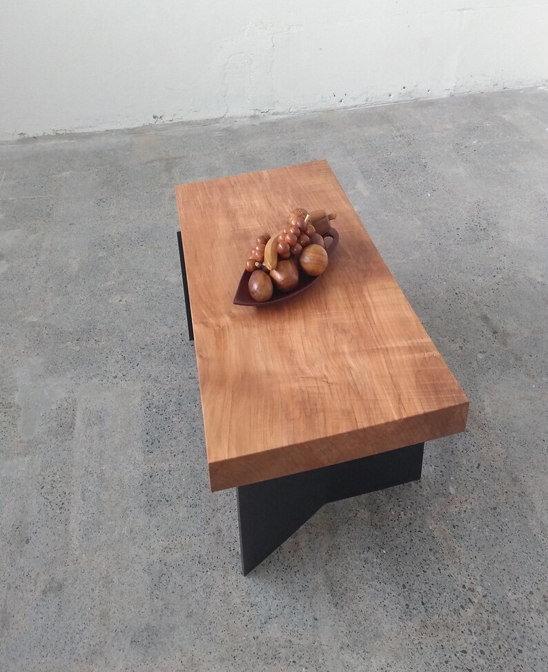 Reclaimed Wood Coffee Table With Custom Plate Steel Folded Fin | Etsy