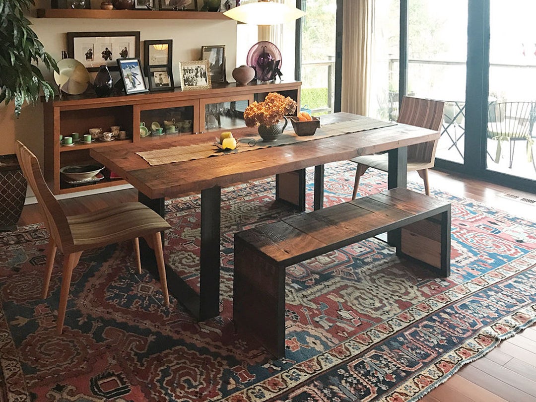 Reclaimed Wood Bench With Metal Frame - Modern Industrial Urban Wood ...