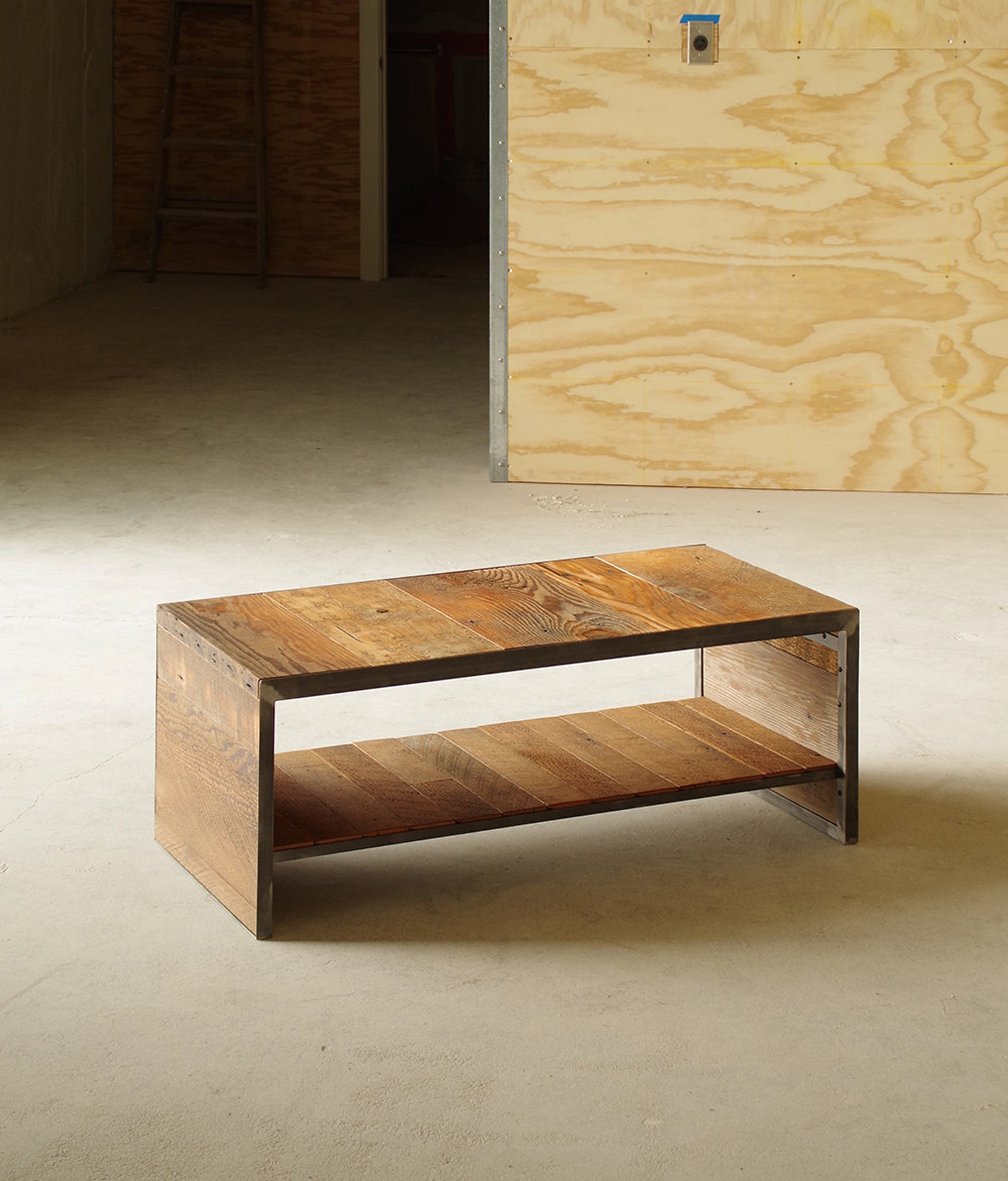 Reclaimed Coffee Table From Urban Salvage Old Growth Wood and Steel ...