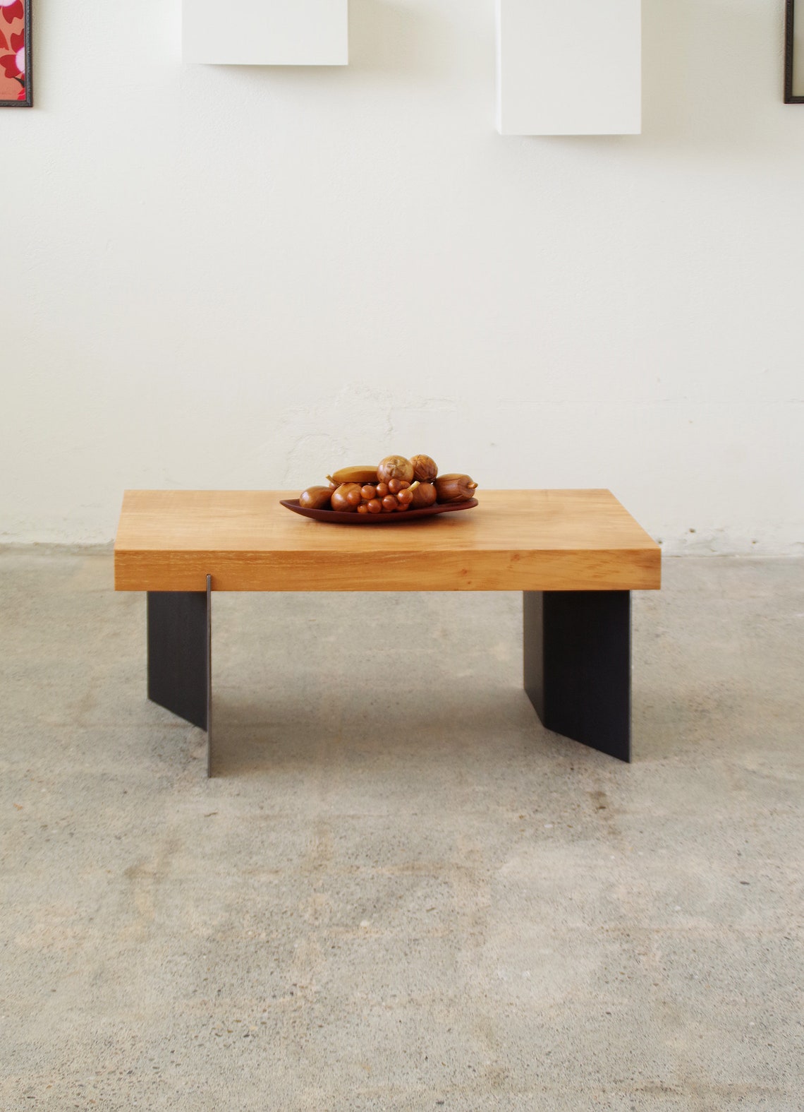 Reclaimed Wood Coffee Table With Custom Plate Steel Folded Fin - Etsy