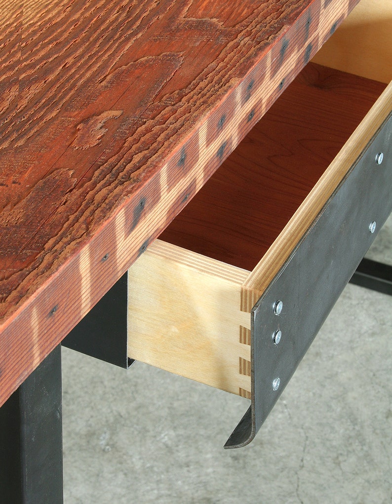 Reclaimed bar table from salvaged wood and recycled steel | Etsy