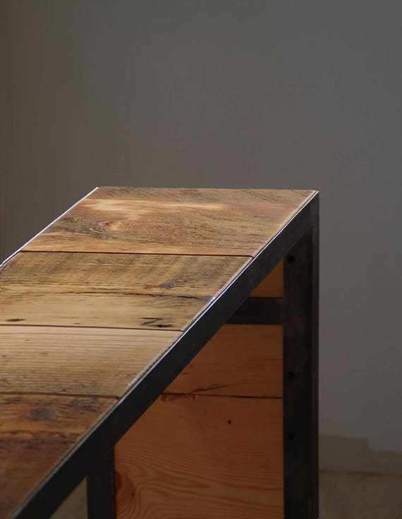 Reclaimed Wood Console With Metal Frame Modern Industrial | Etsy