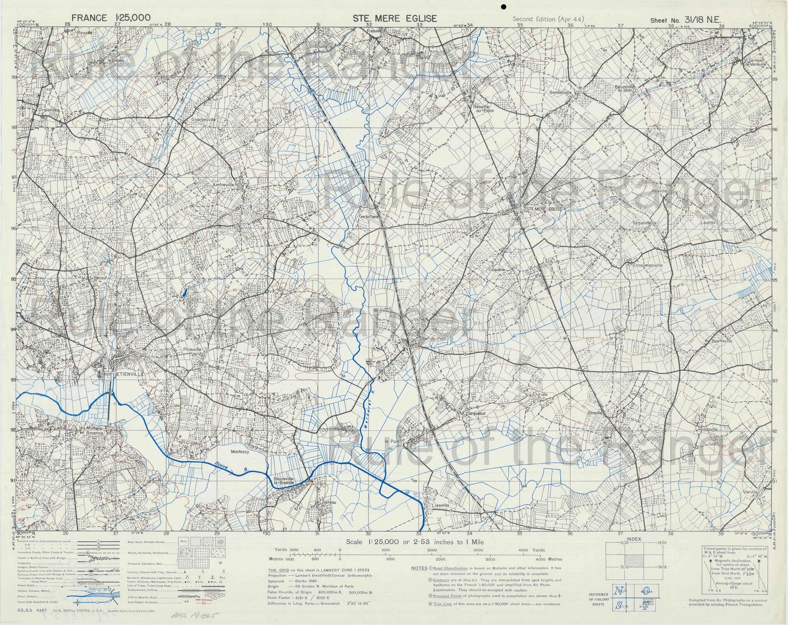 Ste Mere Eglise, U.S. Army WWII Map - Digital Download - Normandy ...