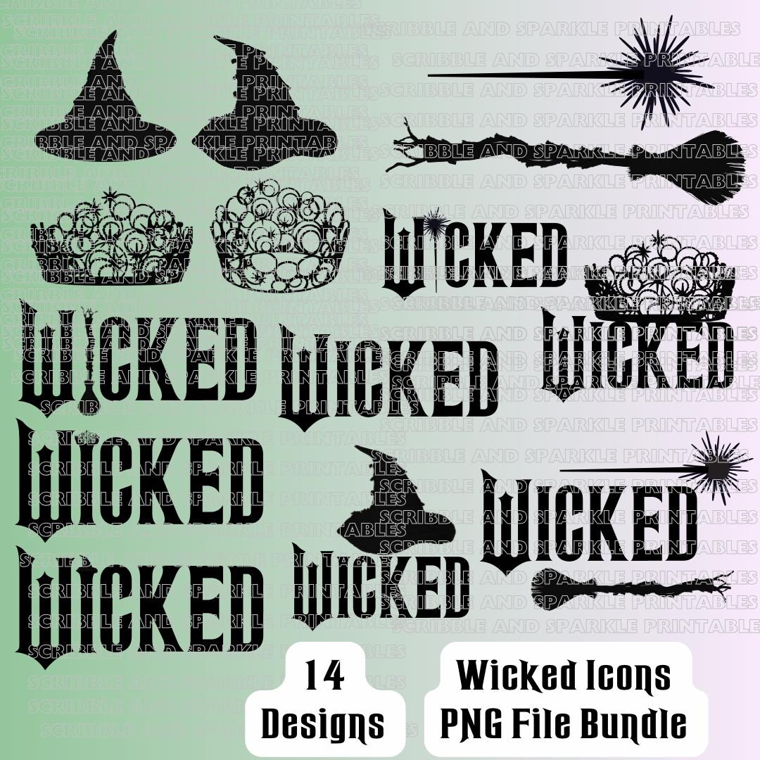 Wicked Icons PNG Bundle: Witches Broom & Bubble Crown (digital Download ...