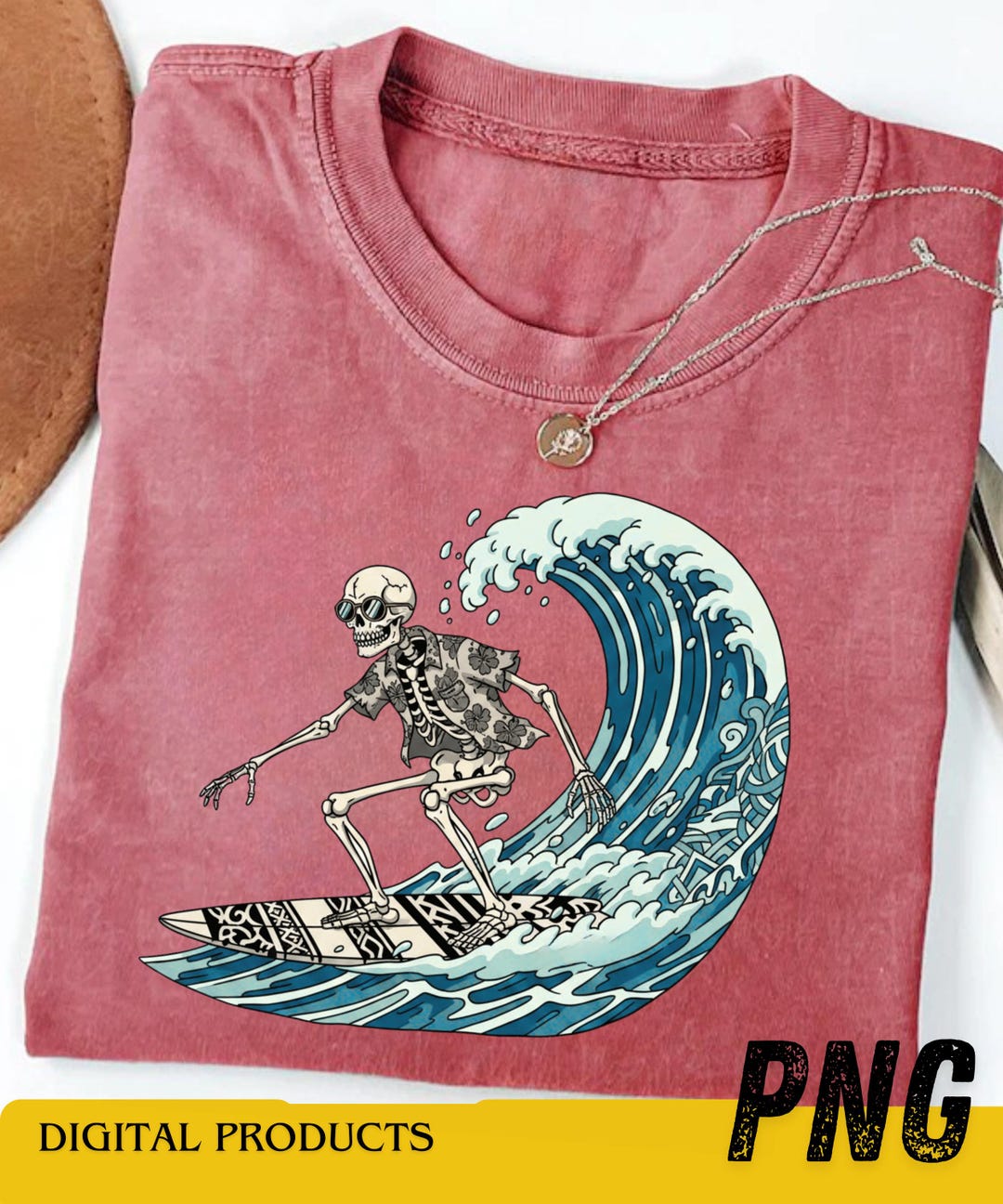 Skeleton Surfing PNG, Retro Beach Goth Shirt Design, Spooky Summer Surf ...