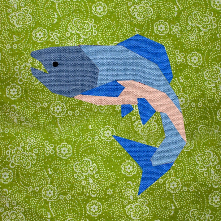 Wild Salmon Paper Pieced Quilt Block Pattern PDF | Etsy Canada