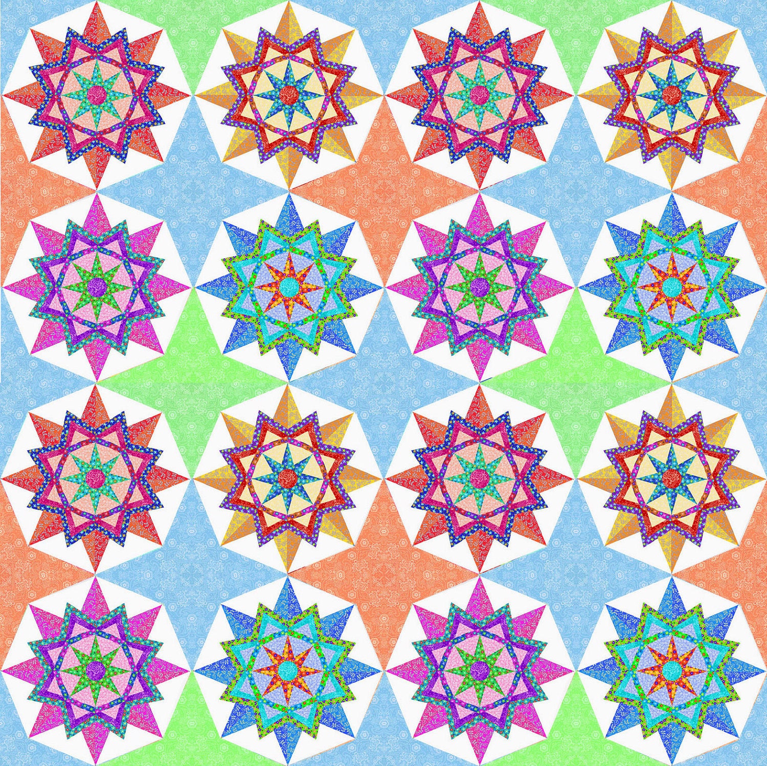 Sun Star Pieced Quilt Block Pattern PDF - Etsy