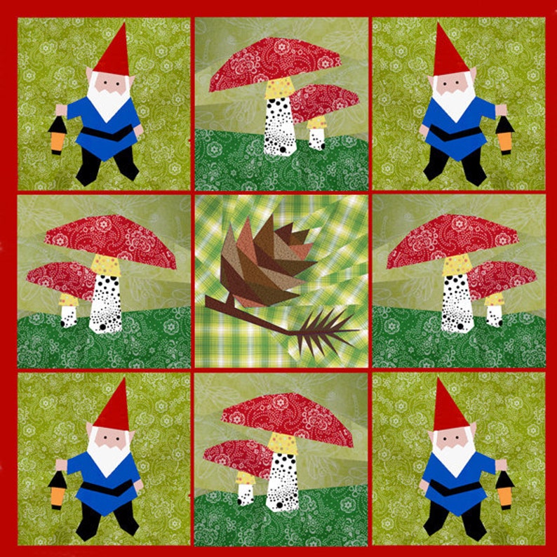 Gnome Quilt Block, Paper Pieced Quilt Pattern, PDF Pattern, Instant ...