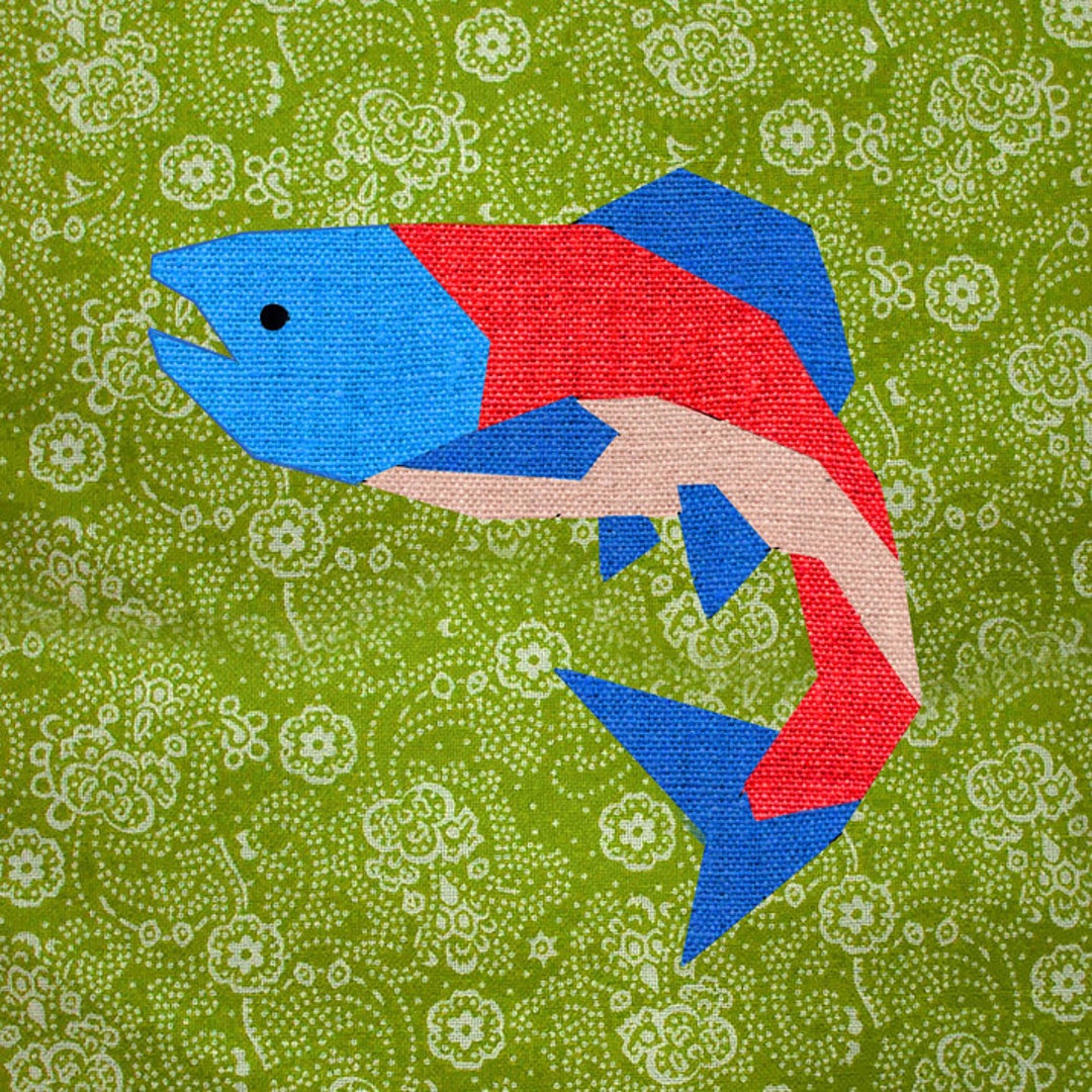 Wild Salmon Paper Pieced Quilt Block Pattern PDF - Etsy