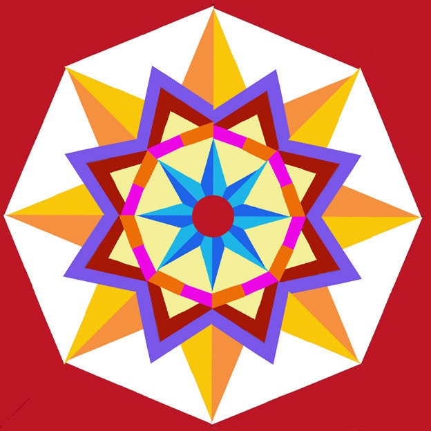 Sun Star Pieced Quilt Block Pattern PDF - Etsy