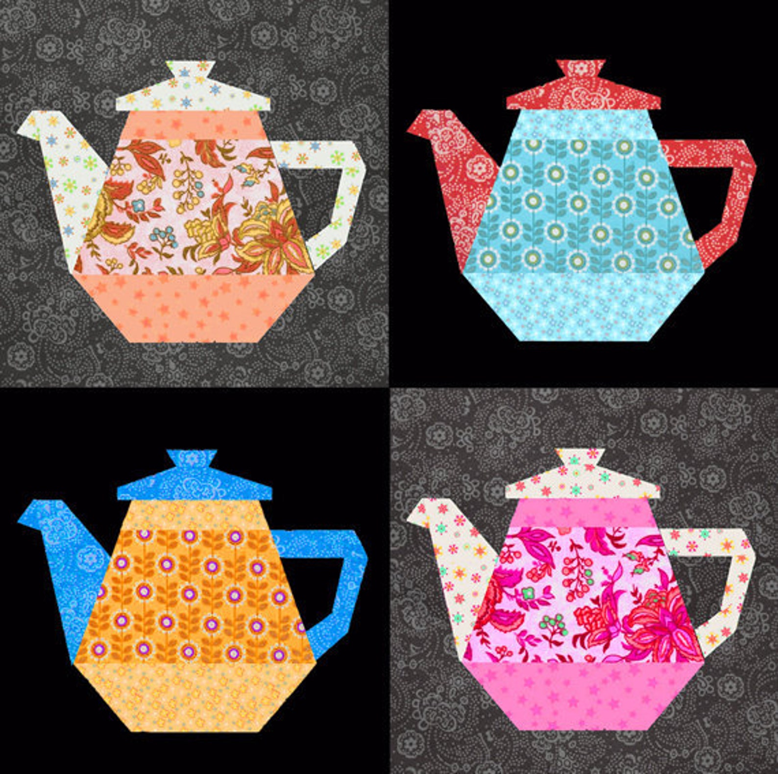 Tea Pot Quilt Block, Paper Pieced Quilt Pattern, PDF Pattern, Instant ...