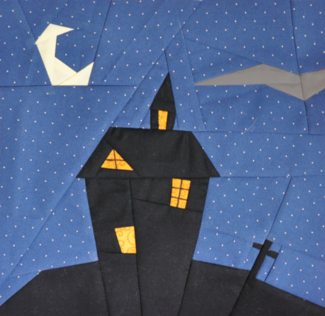 Halloween Haunted House Quilt Block, Paper Pieced Quilt Pattern, PDF ...