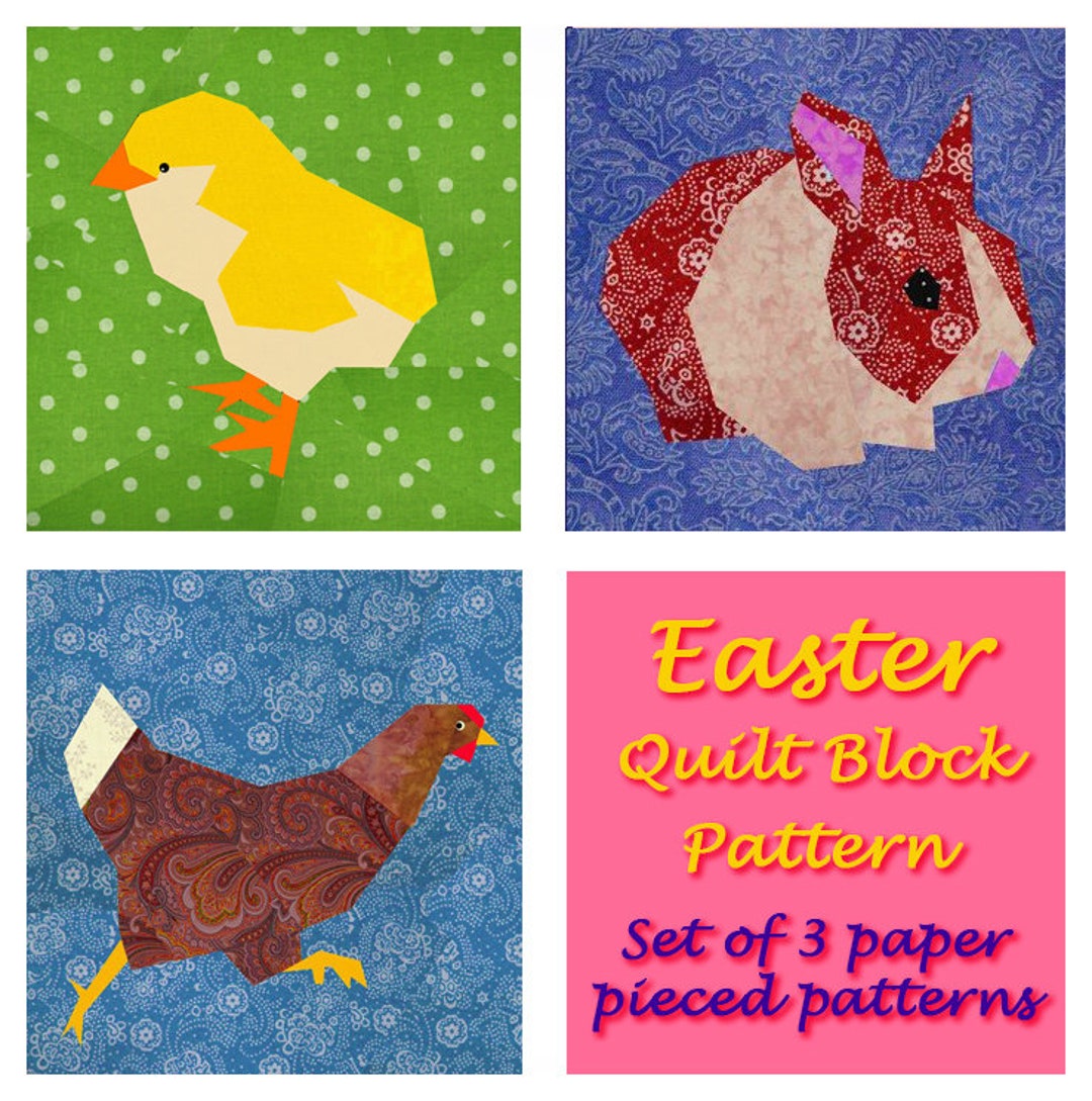 Easter Kritters Quilt Block, 3 Paper Pieced Quilt Pattern, PDF Pattern ...