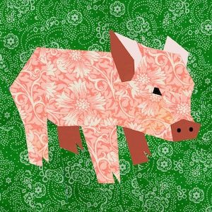 Pig Quilt Block, Paper Pieced Quilt Pattern, PDF Pattern, Instant ...
