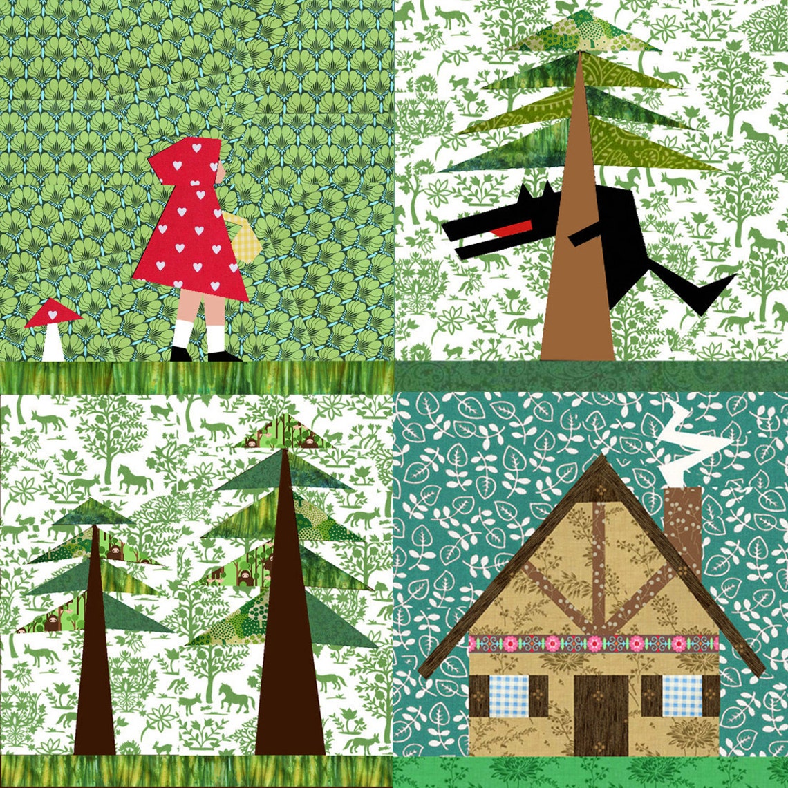 Big Bad Wolf Paper Pieced Quilt Block Pattern PDF - Etsy