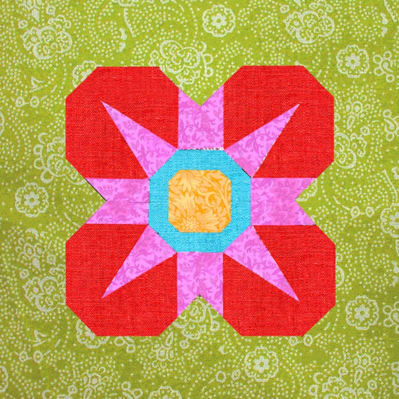 Sweet Flower Paper Pieced Quilt Block Pattern PDF - Etsy