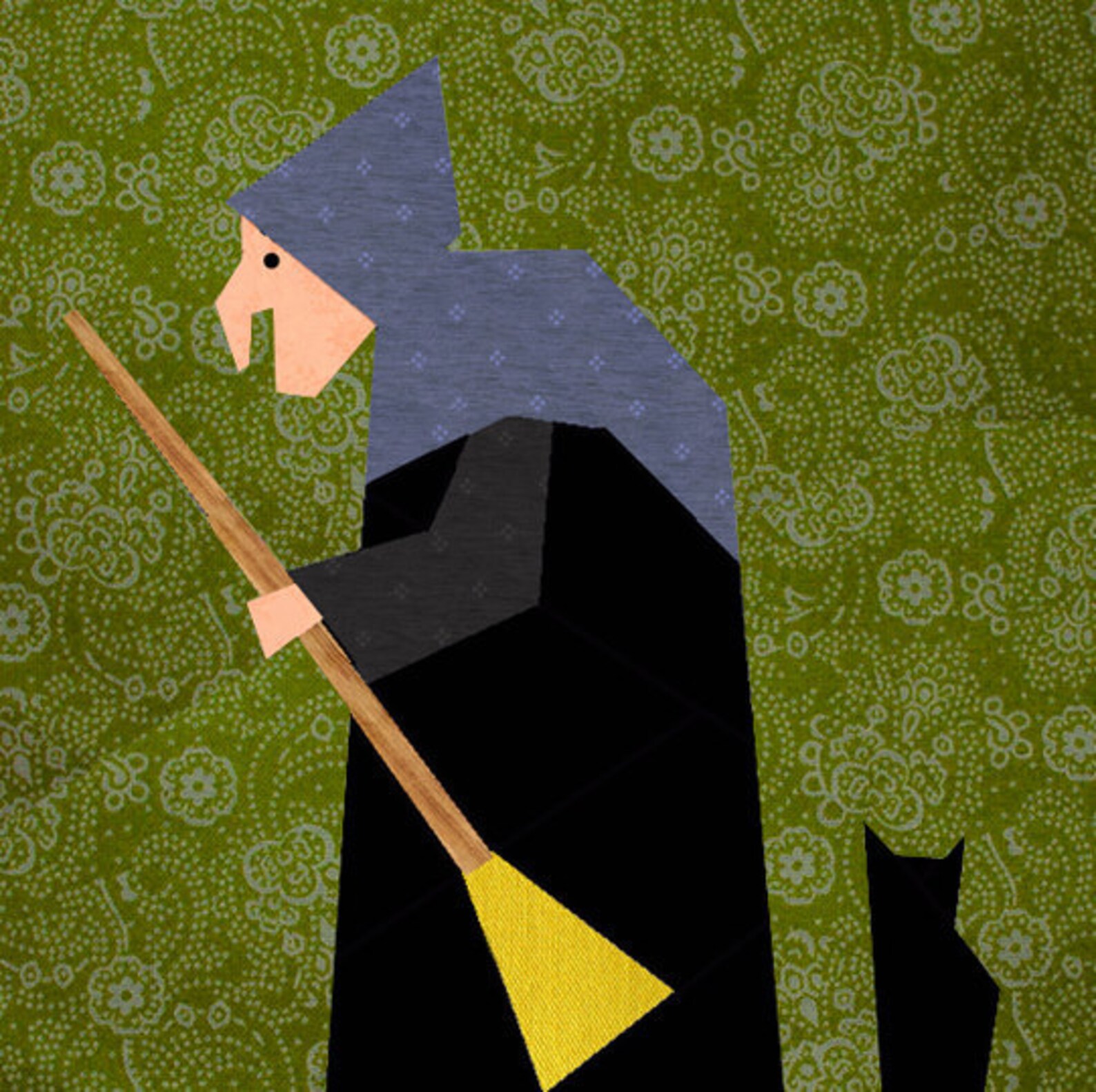 The Old Witch Paper Pieced Quilt Block Pattern PDF - Etsy