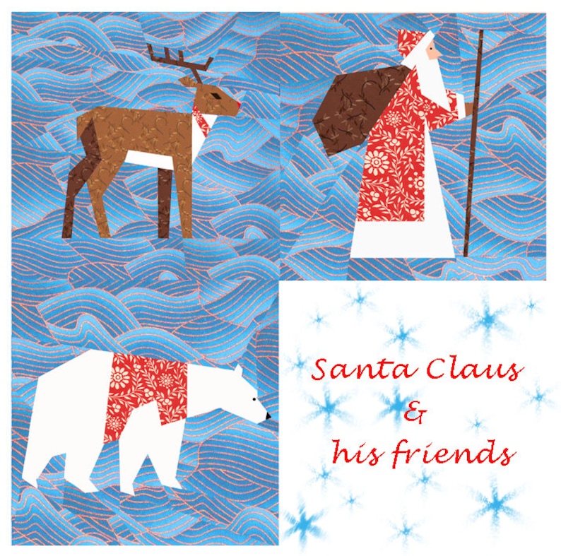 Christmas Reindeer quilt block paper pieced quilt pattern | Etsy