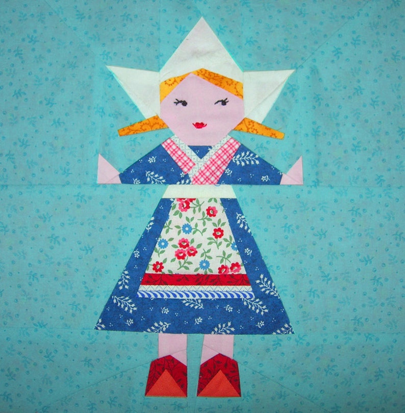 Dutch Doll Paper Pieced Quilt Block Pattern PDF - Etsy
