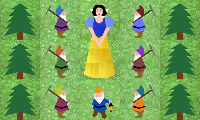 Snow White Paper Pieced Quilt Block Pattern PDF - Etsy