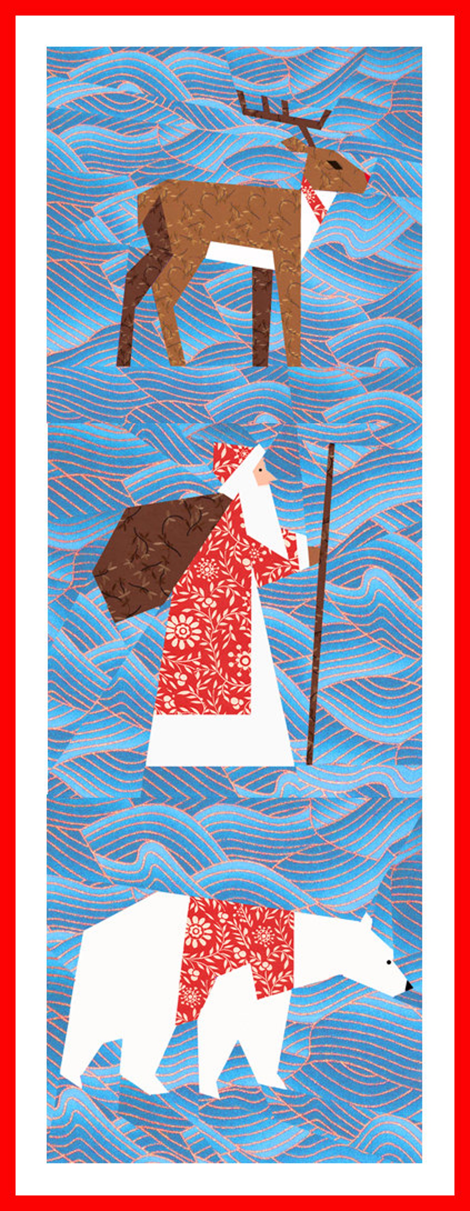 Christmas Reindeer quilt block paper pieced quilt pattern | Etsy