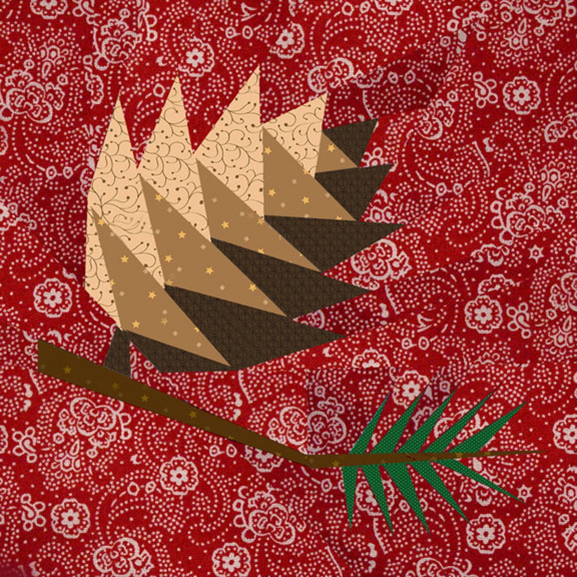 Pine Cone Quilt Block, Paper Pieced Quilt Pattern, PDF Pattern, Instant ...