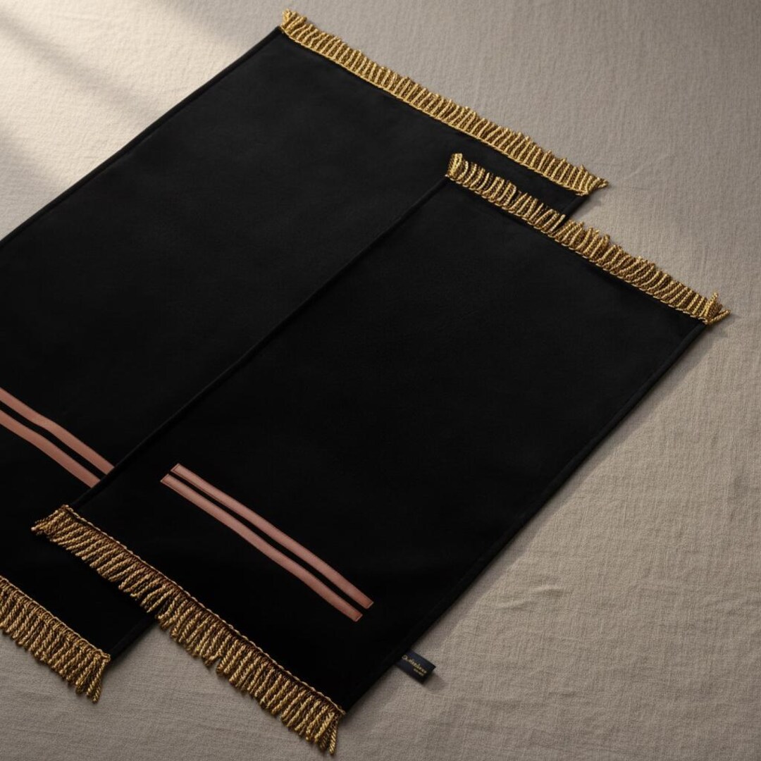 Minimalist Black Velvet Prayer Mat - Thin Foldable Janamaz, Standard ...