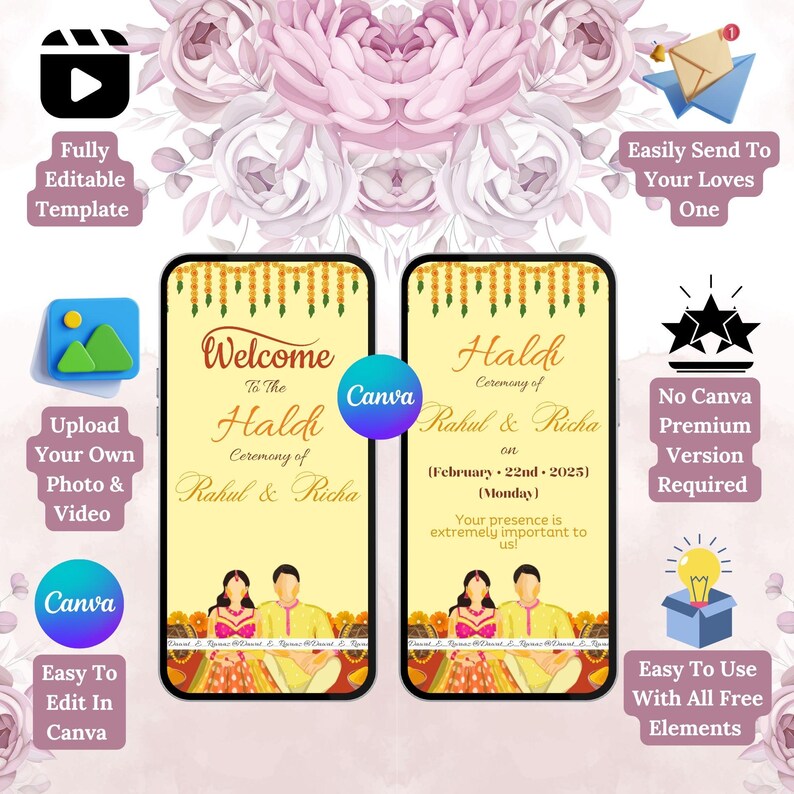 Editable Haldi Ceremony Invitation | Modern Indian Wedding (digital ...