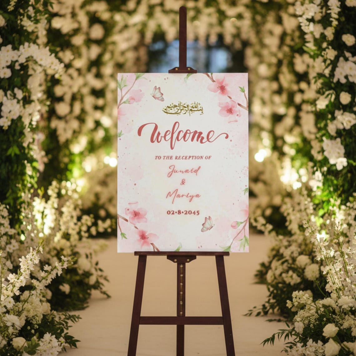 Pink Floral Nikkah Walima Welcome Sign | Islamic Wedding Decor (canva ...