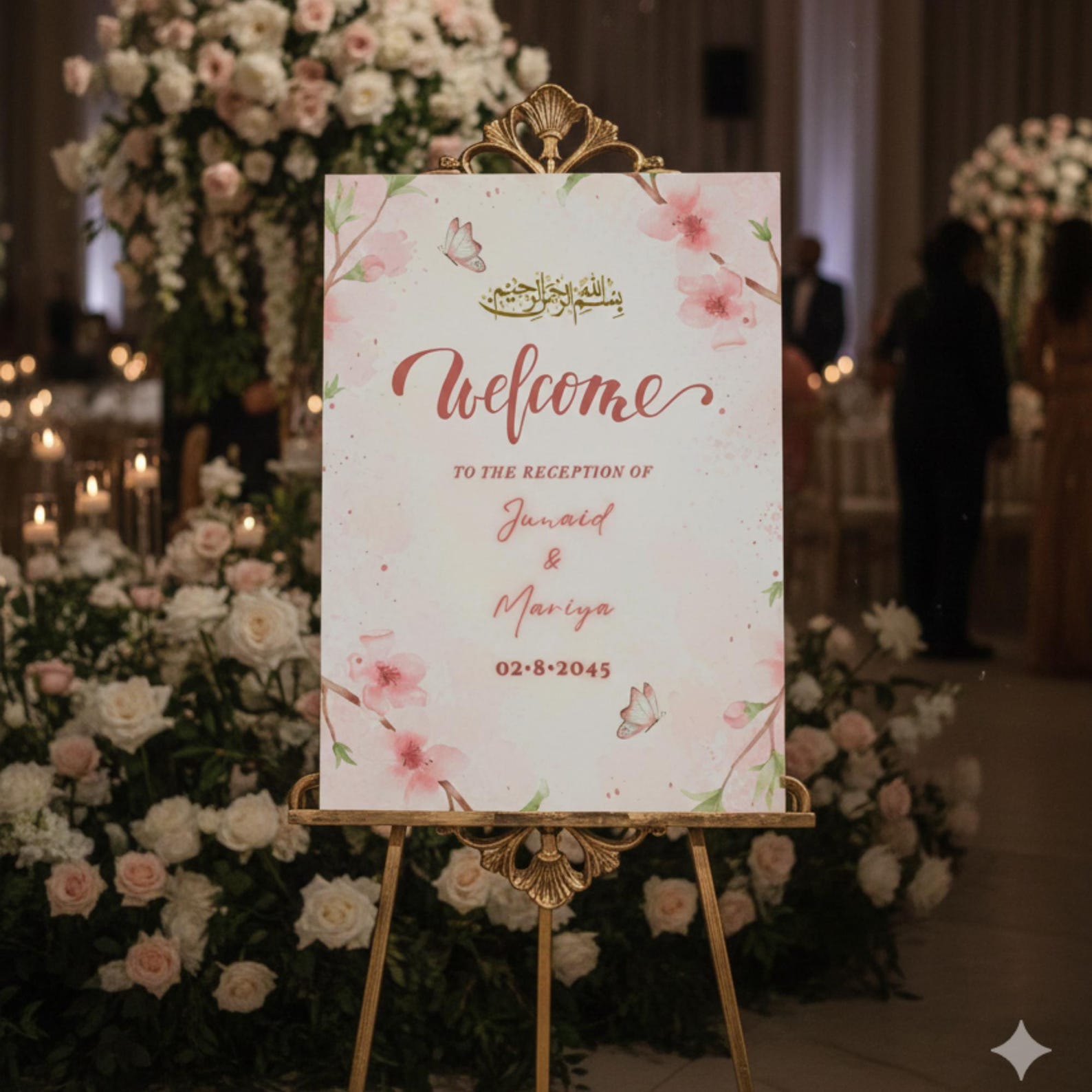 Pink Floral Nikkah Walima Welcome Sign | Islamic Wedding Decor (canva ...