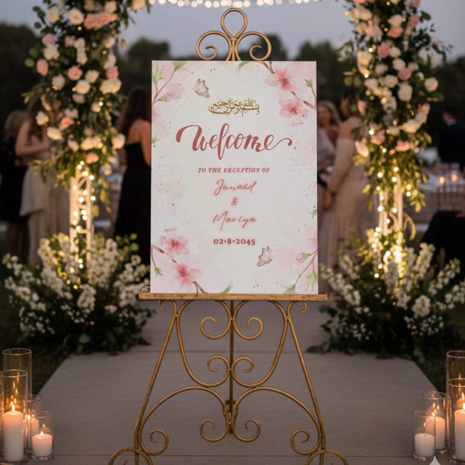 Pink Floral Nikkah Walima Welcome Sign | Islamic Wedding Decor (canva ...