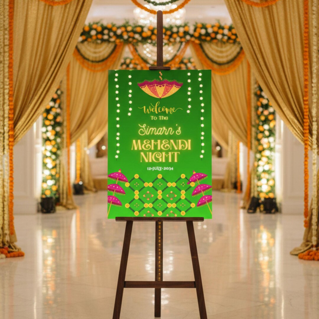 Editable Mehendi Welcome Board | Indian Wedding Sign (digital Template ...