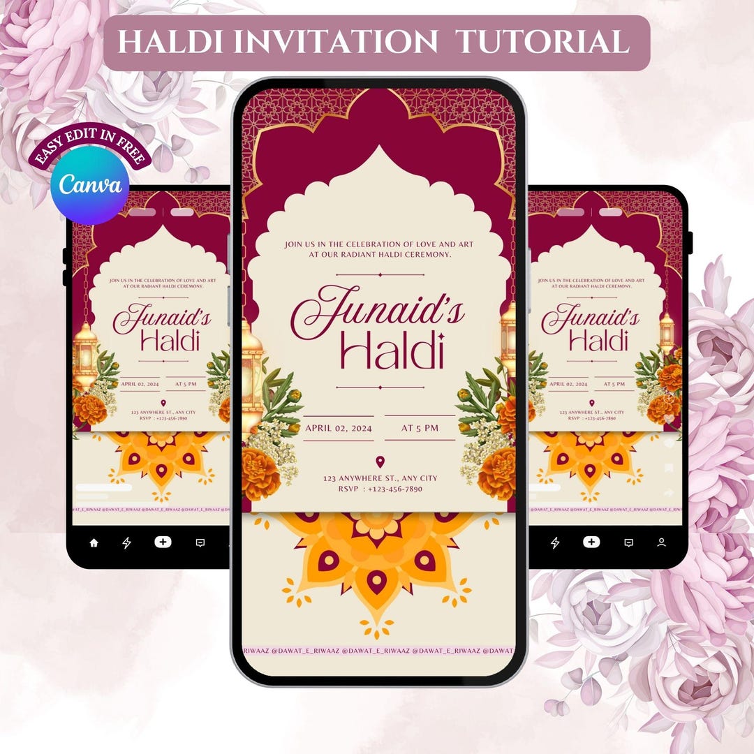 Haldi Ceremony Invitation | Indian Wedding Turmeric Function (digital ...