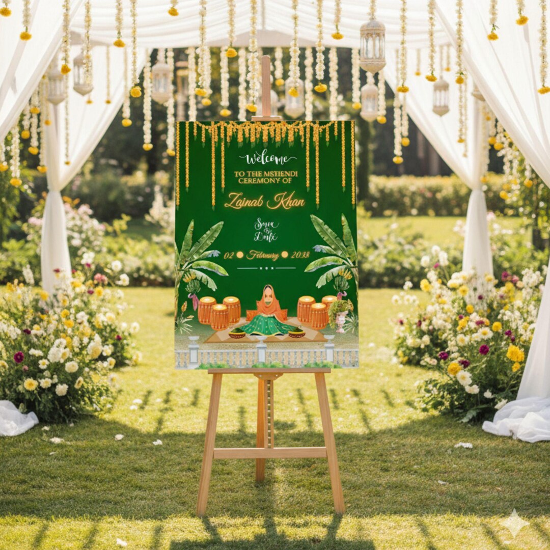 Editable Mehendi Ceremony Welcome Sign | Indian Wedding Decor (digital ...