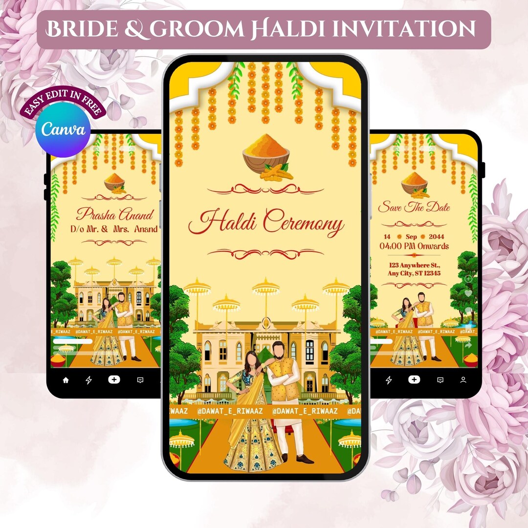 Modern Haldi Ceremony Invitation | Indian Wedding, Canva Template ...