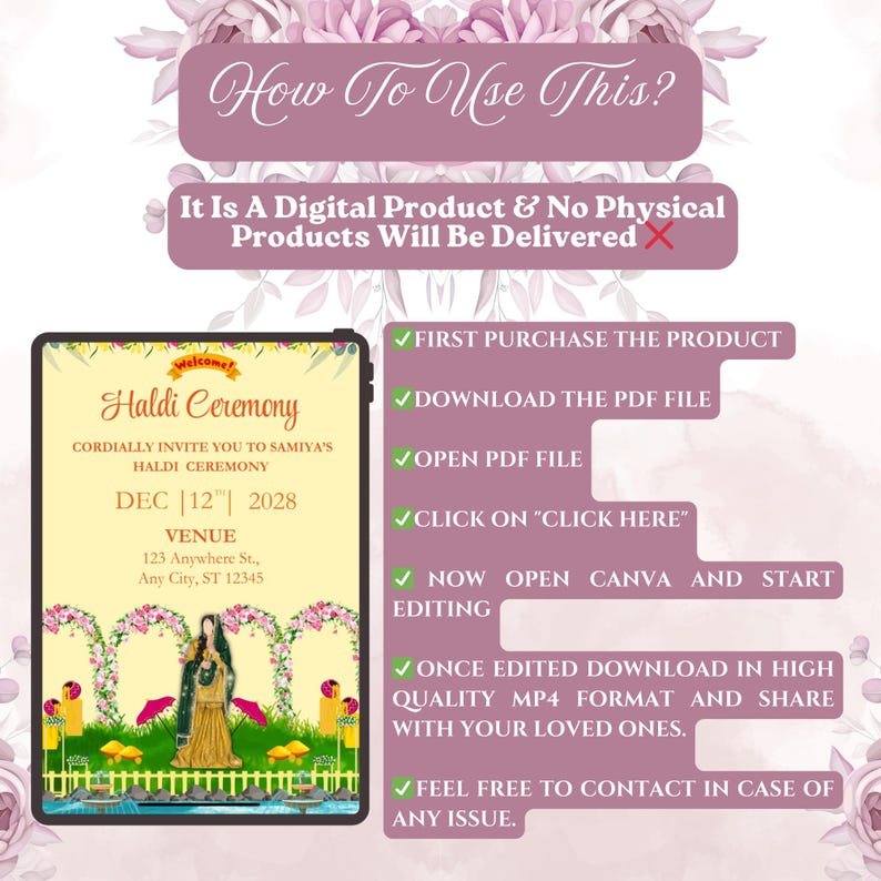 Editable Haldi Ceremony Invitation | Modern Indian Wedding Canva ...