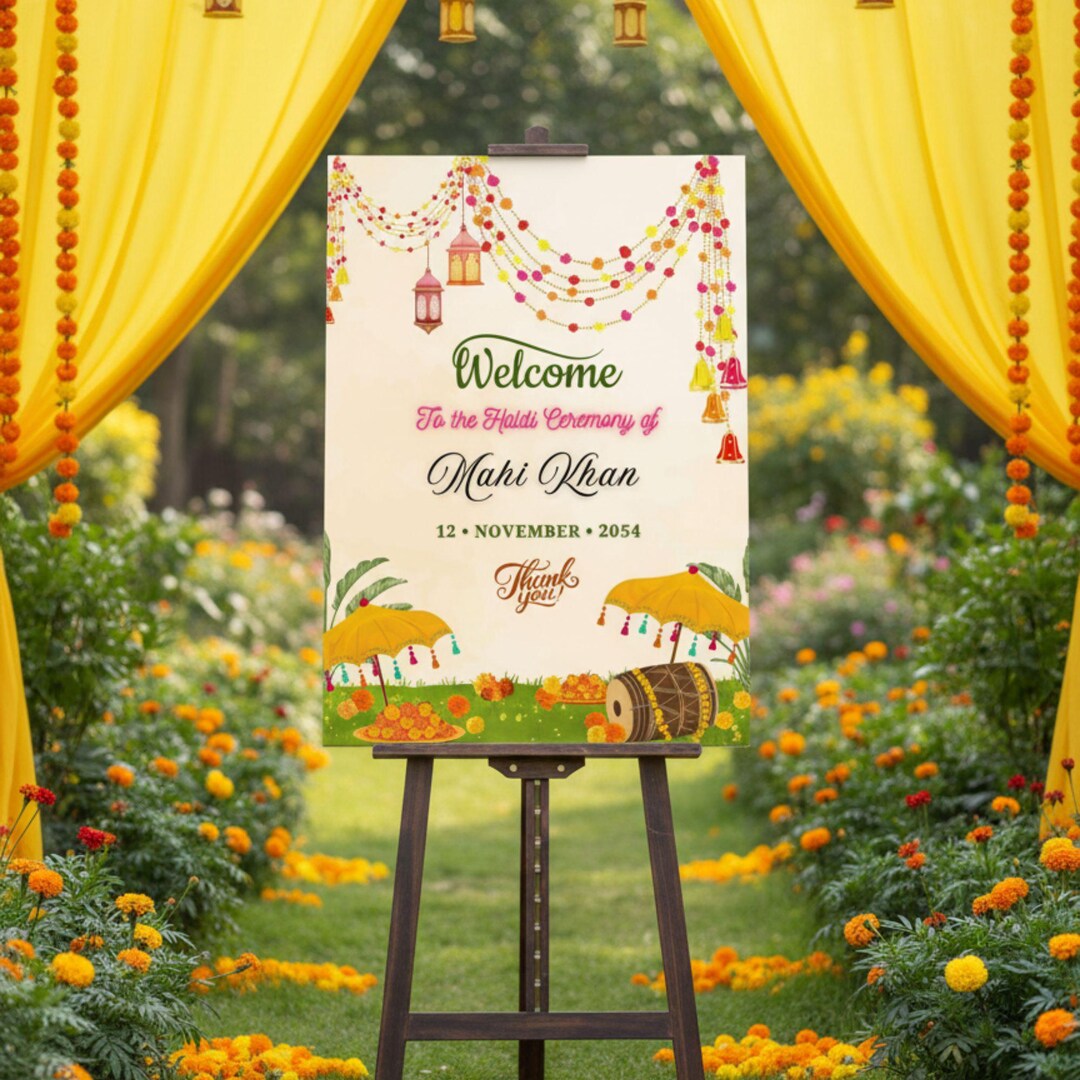 Editable Groom Haldi Welcome Sign | Indian Wedding Decor (digital ...