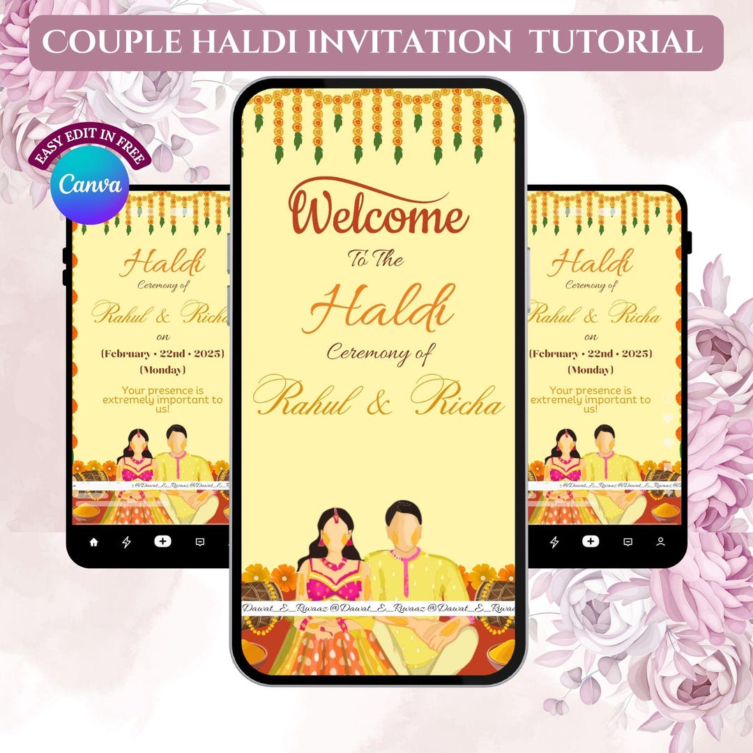 Editable Haldi Ceremony Invitation | Modern Indian Wedding (digital ...