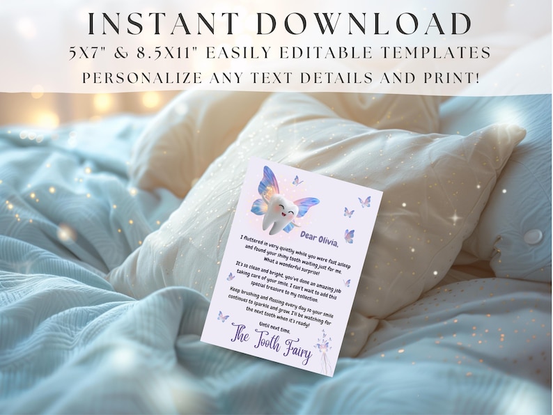 Tooth Fairy Letter, Editable Tooth Fairy Note for Kids, Printable Tooth ...